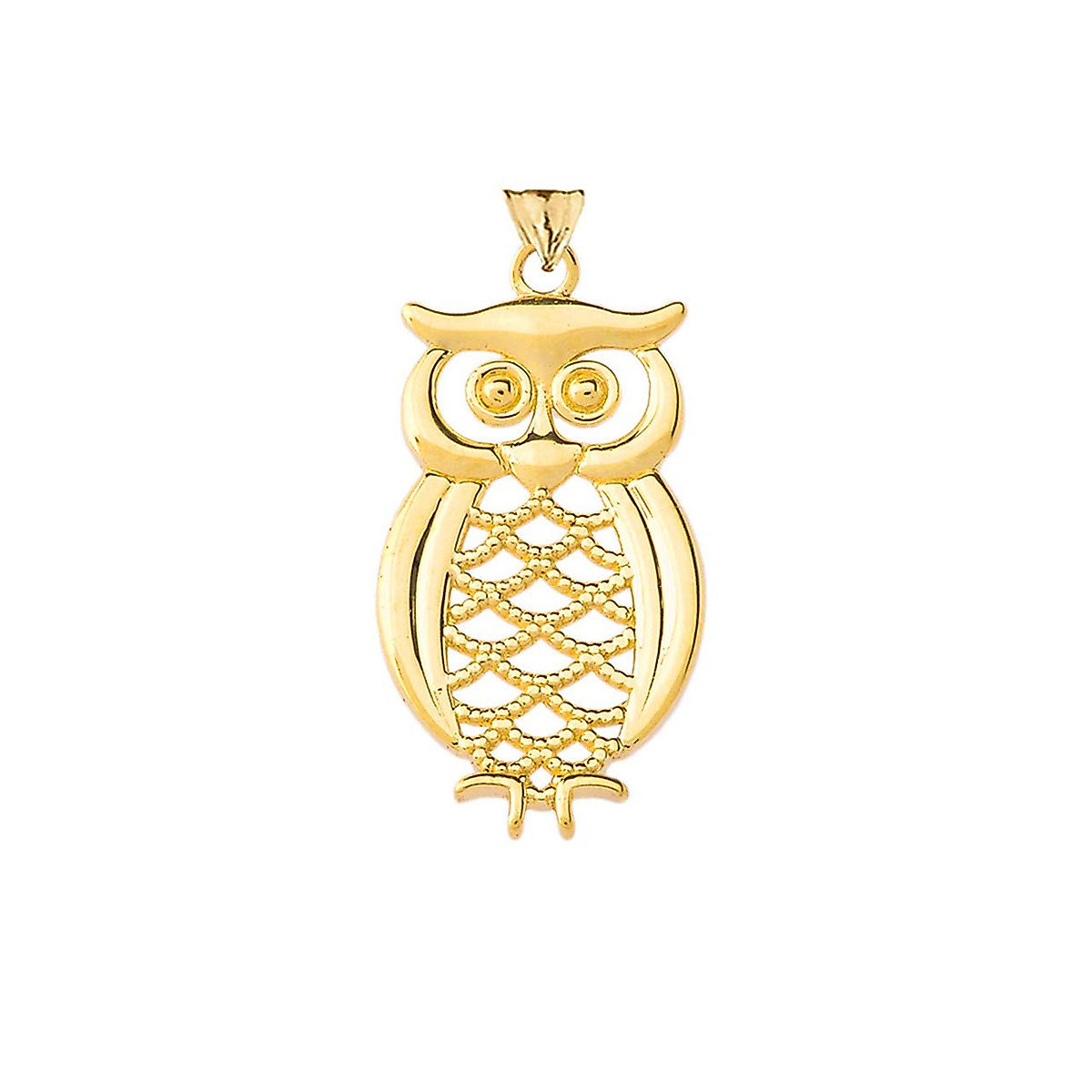 Certified 14k Yellow Gold Designer Owl Animal Pendant Necklace, 18"