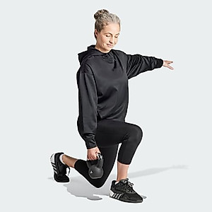 adidas Women's Aeroready Game and Go Fleece Hoodie, Black/White, Medium