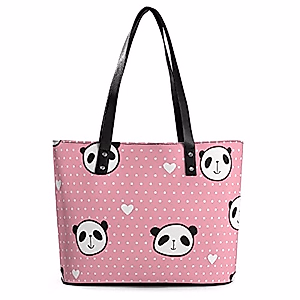 Womens Handbag Panda Patterns Leather Tote Bag Top Handle Satchel Bags For Lady