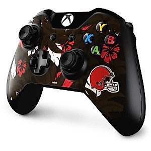 Skinit Decal Gaming Skin Compatible with Xbox One Controller - Officially Licensed NFL Cleveland Browns Tropical Print Design