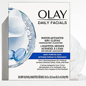 Olay Daily Facial Cleansing Cloths for a Deeply Purifying Clean, Makeup Remover, 33 Count (Pack of 3)