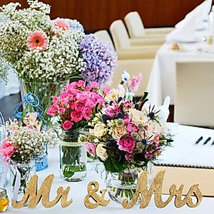 senover Mr and Mrs Sign Wedding Sweetheart Table Decorations,Mr and Mrs Letters Decorative Letters for Wedding Photo Props Party Banner Decoration，Wedding Shower Gift (Gold Glitter)