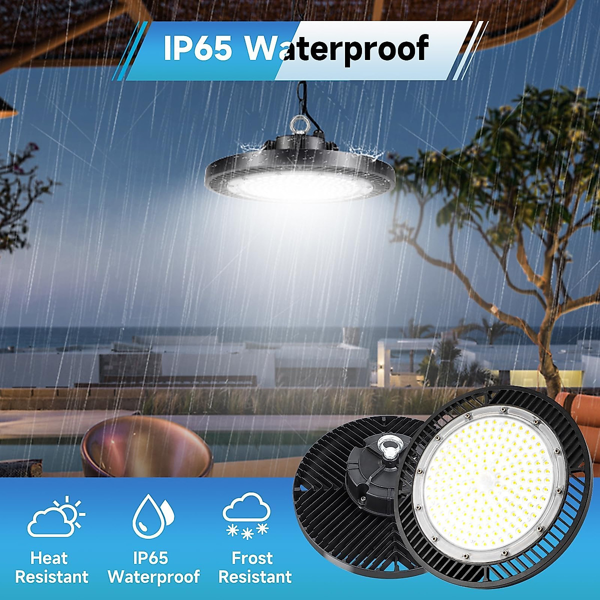 THELUX Super Bright UFO Led High Bay Light 200W 30000Lm 5000K,100V-277V, Daylight with Plug, High Bay Led Lights for Warehouse Workshop Factory Barn Logistics Center 6 Pack with FCC certificated