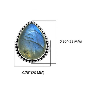 YoTreasure Natural Labradorite Statement Ring 925 Sterling Silver Gemstone Jewelry