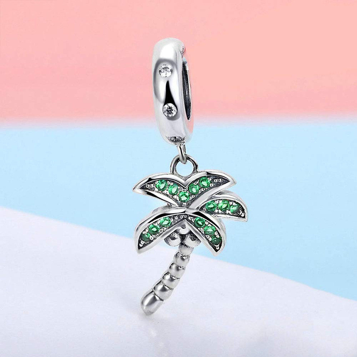 Palm Tree Charm 925 Sterling Silver Coconut Palm Charm Anniversary Charm for Pandora Charm Bracelet (B)