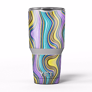 Design Skinz Bright Purple Teal and Mustard Yellow Color Waves - Skin Decal Vinyl Wrap Kit Compatible with The Yeti Rambler Cooler Tumbler Cups