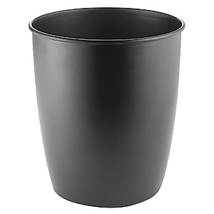 mDesign Small Steel Round Trash Can Bucket - 1.5 Gallon Wastebasket, Garbage Container Bin for Bathroom, Powder Room, Bedroom, Kitchen, Home Office - Malloy Collection - Matte Black
