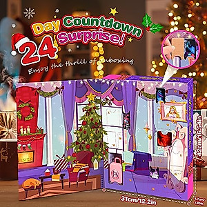 Luckades Advent Calendar-Girls Christmas Countdown Calendar with 24 Surprises Box Including 1 Doll 29 Pcs Doll Dresses,24 Days Countdown Calendar Christmas Gifts for Girls Aged 3-8