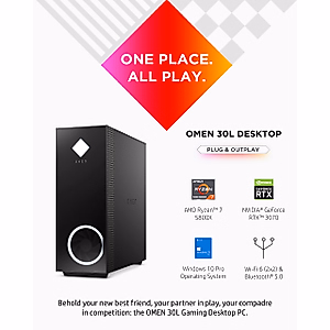 Omen 30L Gaming PC, NVIDIA GeForce RTX 3070, AMD Ryzen 7 5800X, HyperX 32 GB RAM, 1 TB SSD, Windows 10 Pro, Wi-Fi 6 & Bluetooth 5, Liquid Cooling, RGB Lighting (GT13-1170, 2021)