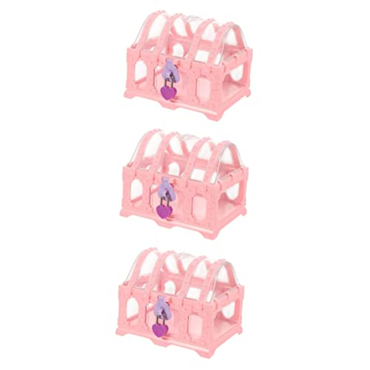 Operitacx Girl 3pcs Box Treasure Chest Pink Storage Box Plastic