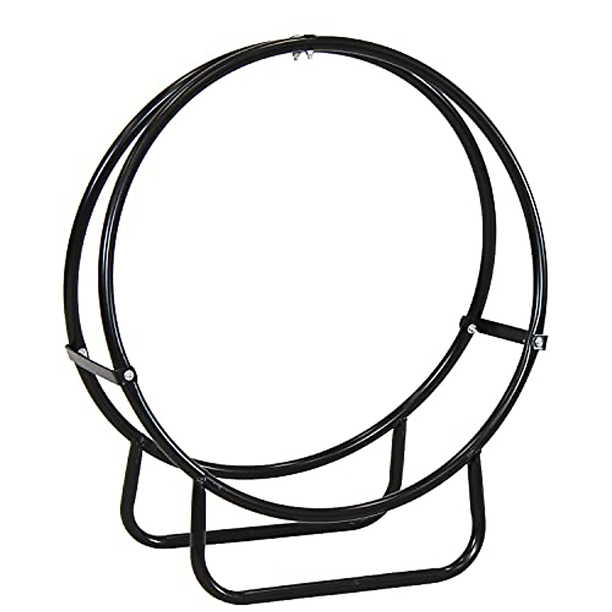 Sunnydaze 24-Inch Firewood Log Hoop - Indoor/Outdoor Round Tubular Steel Wood Storage Holder