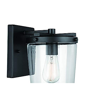 Globe Electric 44632 1-Light Outdoor Wall Sconce, Dark Bronze, Clear Glass Shade