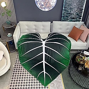 Dyto Leaf Blanket Green Plant Throw Blankets Wrapping Towel Realistic Decorative Floral Blankets for Sofa Bed Beach Towel let Throw, 60x80in
