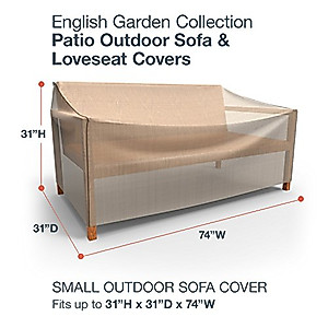 Budge P3A01PM1 English Garden Patio Sofa Cover Heavy Duty and Waterproof, Small, Two-Tone Tan