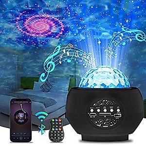 Nezylaf Star Night Light Projector, 3 in 1 Galaxy Starry Night Projector，Galaxy/Stars/Nebula Ocean Wave Projector with Remote Control&Bluetooth Music Speaker, Best Gift for Kids/Adults