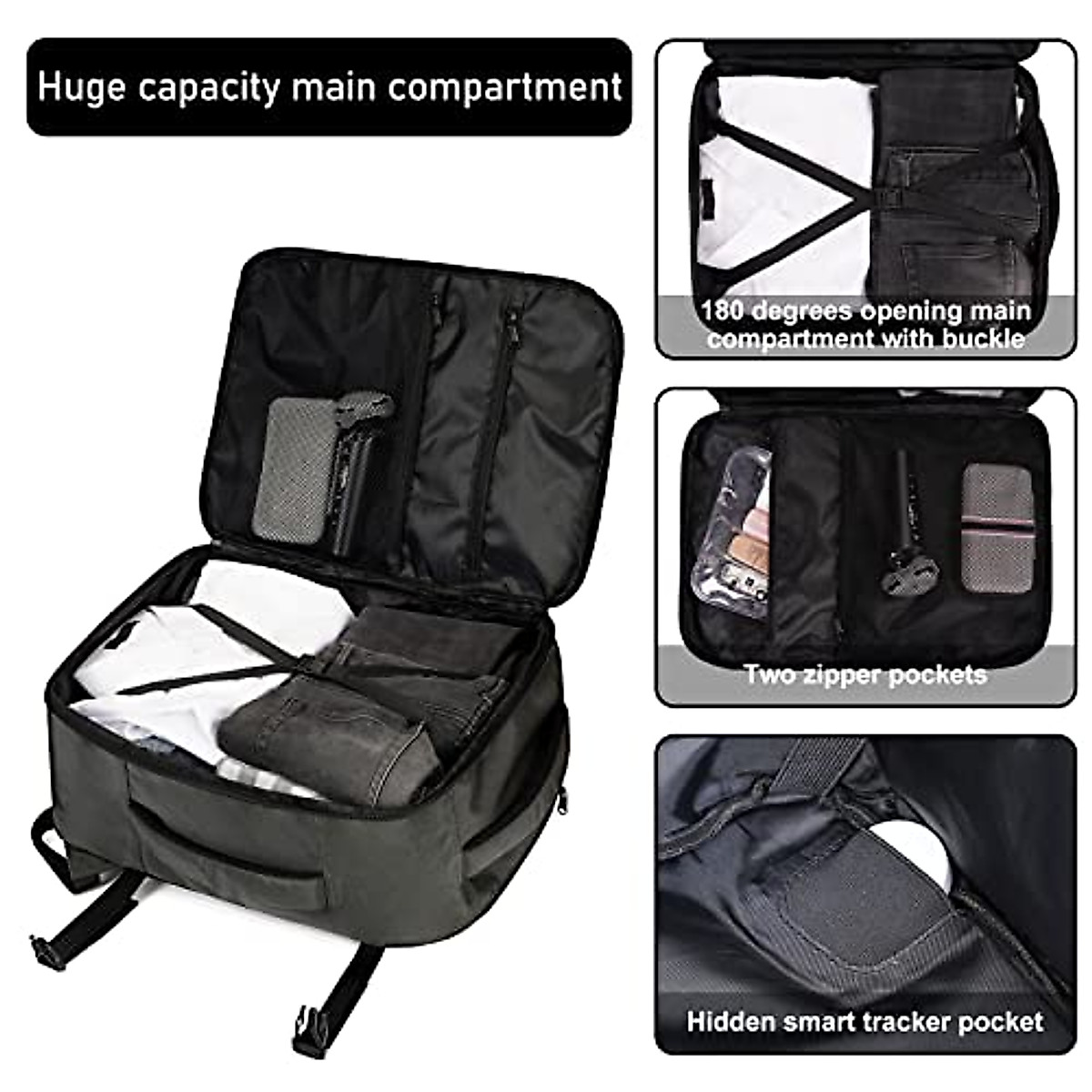 ECOHUB Travel Backpack 18x14x8 Personal Item Bag for Spirit Carry On Underseat with Clear Toiletry Bag Laptop Backpack for Women & Men Airline Approved 13 Pockets with Charging Port 30L, Grey