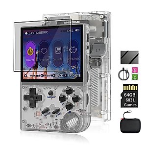 RG35XX Mini Retro Handheld Game Console Linux Dual OS 3.5-inch IPS 640*480 Screen Cortex-A9 Portable Pocket Video Player 64G Built-in 6831 Games 2600mAh Battery (RG35XX-White T with Bag)