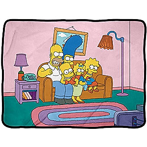 Surreal Entertainment The Simpsons Cartoon Opening Couch Scene Super Soft Plush Fleece Throw Blanket, Multicolor
