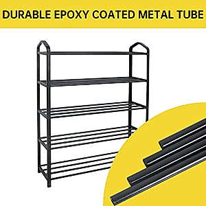 ZOES HOMEWARE 5 Tier Shoe Rack Freestanding Shoe Organizer 15 Pair Shoe Rack Sturdy Household Dormitory Shoe Shelf Closet Entryway Garage Shoe Rack 31 inch Free Standing Shoe Shelf Metal