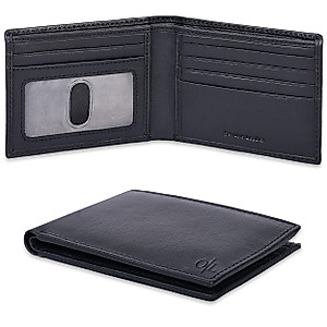 Mens slim Wallets | Billfold | 1 ID Windows | Black | Multiple Credit Card slots | Gifts for men | Soft genuine leather