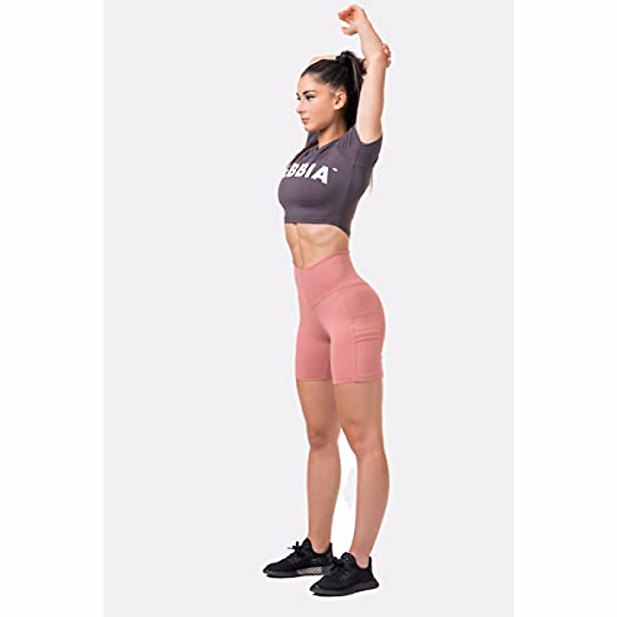 NEBBIA Short Sleeve Sporty Crop Top 584 Maroon