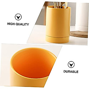 UPKOCH 2 sets with Ceramic Caddy Rack Home Utensil Canister Countertop Drainer Makeup Forks Spatulas Decoration and for Holder Rest Yellow Chopstick Cutlery Organizer Base Matte