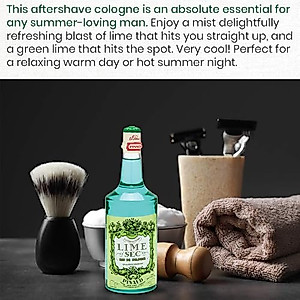 Clubman Pinaud Lime Sec Eau De Cologne, Invigorating Citrus Aromatic Fragrance for Men, 12.5 Fl Oz