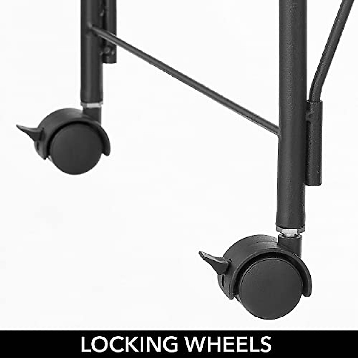 mDesign Steel 2-Tier Rolling Utility Cart with Wire Storage Basket, Metal Frame Stand with Fully Rotating Wheels for Kitchen, Living Room, Office, Garage, Laundry Room, or Bedroom - Matte Black