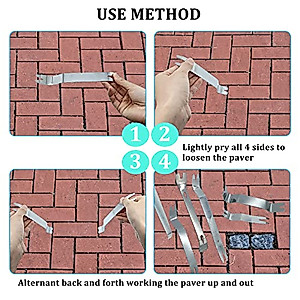 6 Pack Paver Tool Stainless Steel Paver Extractor Tool Paver Removal Tool Paver Lifting Tool with Multipurpose Tool Pouch Bag for Garden Lawn Yard Patio Paver Brick Block Replacement
