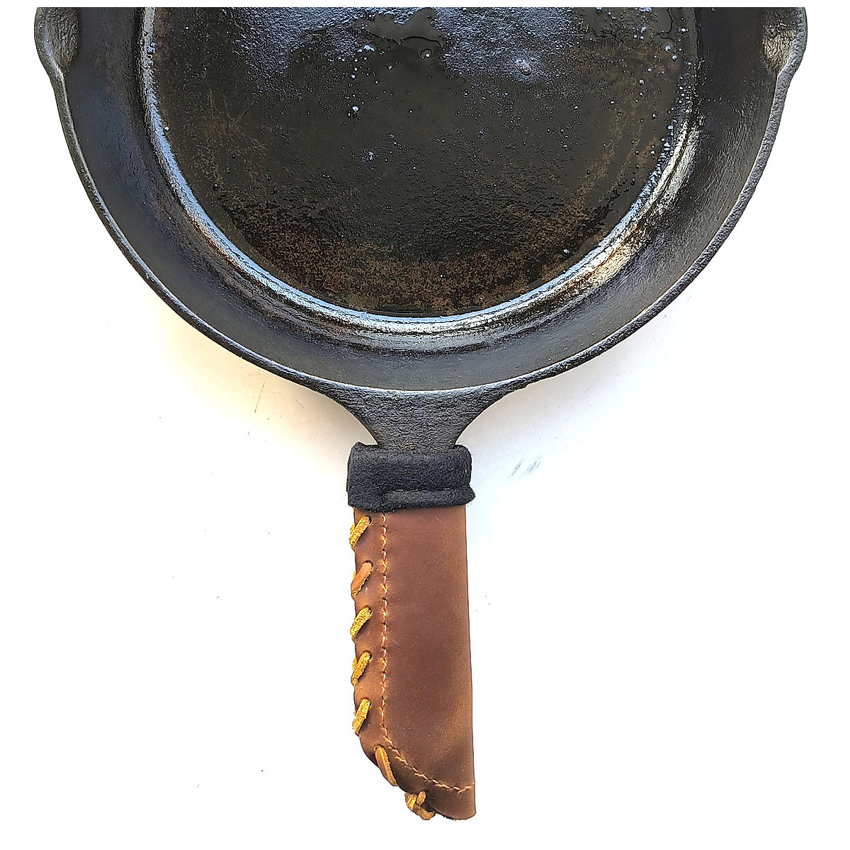 XTBOCA Genuine Leather Pot Handle,Leather Holder Covers,Panhandle Pot Holder,Leather Potholder,Cast Iron Handle Cover, Cast Iron Skillet,Cast Iron skillets,Handmade 1pc