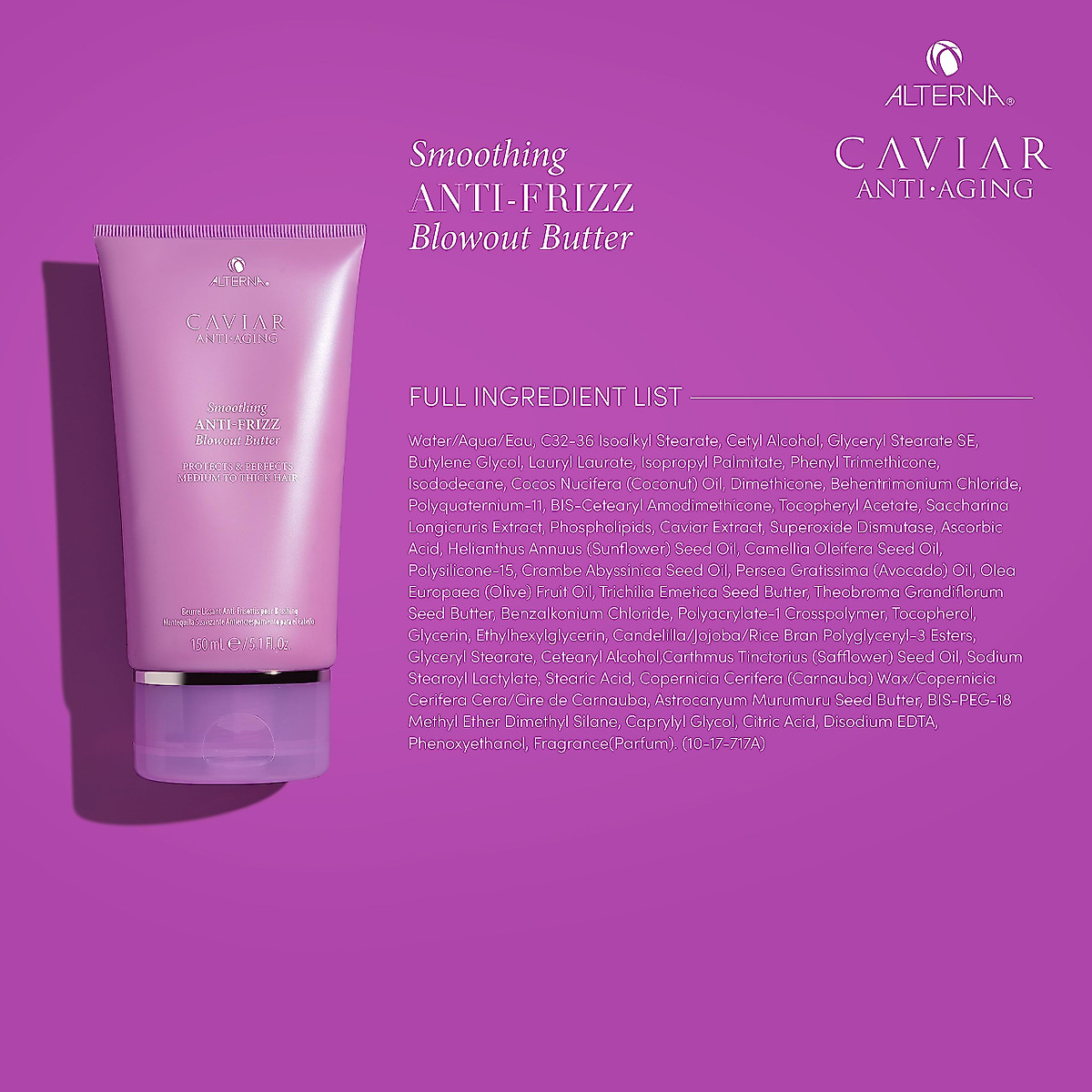 Alterna Caviar Anti-Aging Smoothing Anti-Frizz Blowout Butter, | Protects Hair from Heat Styling and Humidity | Sulfate Free , 5.07 Fl Oz (Pack of 1)