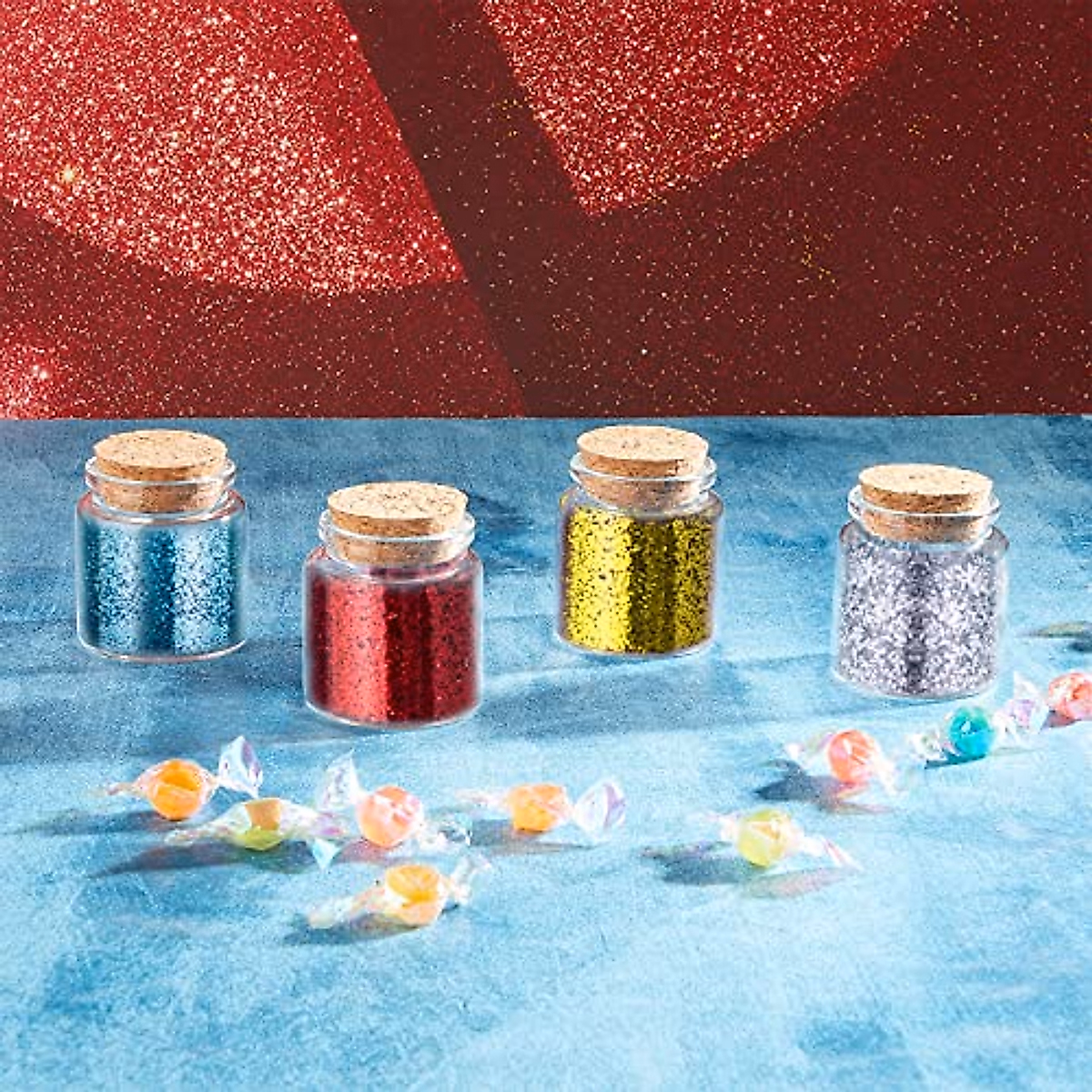 48 Pcs Small Glass Bottles with Cork, 50 ml Vials Jars Mini Potion Bottles Empty Spell Jars Sand Art Bottles Decorative Bottles for DIY Sand Water Pill Party Supplies