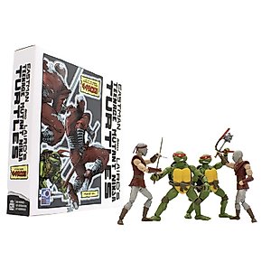 THE LOYAL SUBJECTS Teenage Mutant Ninja Turtles BST AXN Foot Soldiers and Michelangelo + Leonardo Comic Inspired Combo 4-Pack – Diamond PX 40th Anniversary Exclusive (BATMNTMRG4PK02)