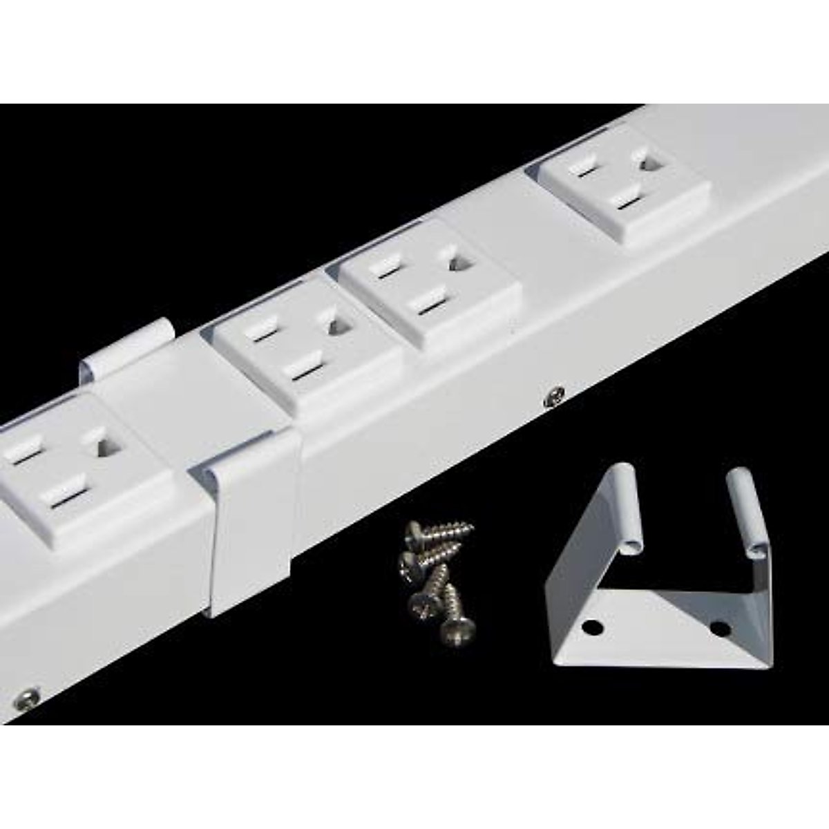 24” Hardwired Power Strip (NO Power Cord), 6 (NEMA 5-20R) Vertical Outlets (NOT Tamper Resistant), with Ears (mounting tabs on Both Ends), 20 Amp, USB, White