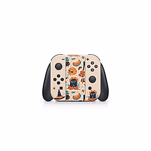 acky Design Spooky Skin Compatible with Halloween Nintendo Switch Skin Wrap Cover, Pumpkin Skin for Nintendo Switch Stickers, Premium Vinyl 3M Full Wrap Decal, Compatible with Joy-Con, Console, Dock