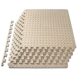 ProsourceFit Puzzle Exercise Mat ½ in, EVA Interlocking Foam Floor Tiles for Home Gym, Mat for Home Workout Equipment, Floor Padding for Kids, Cream, 24 in x 24 in x ½ in, 24 Sq Ft - 6 Tiles