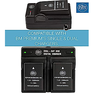 BM Premium EN-EL14A Battery for Nikon D3100, D3200, D3300, D3400, D3500, D5100, D5200, D5300, D5500, D5600, DF, Coolpix P7000, P7100, P7700 Digital SLR Cameras