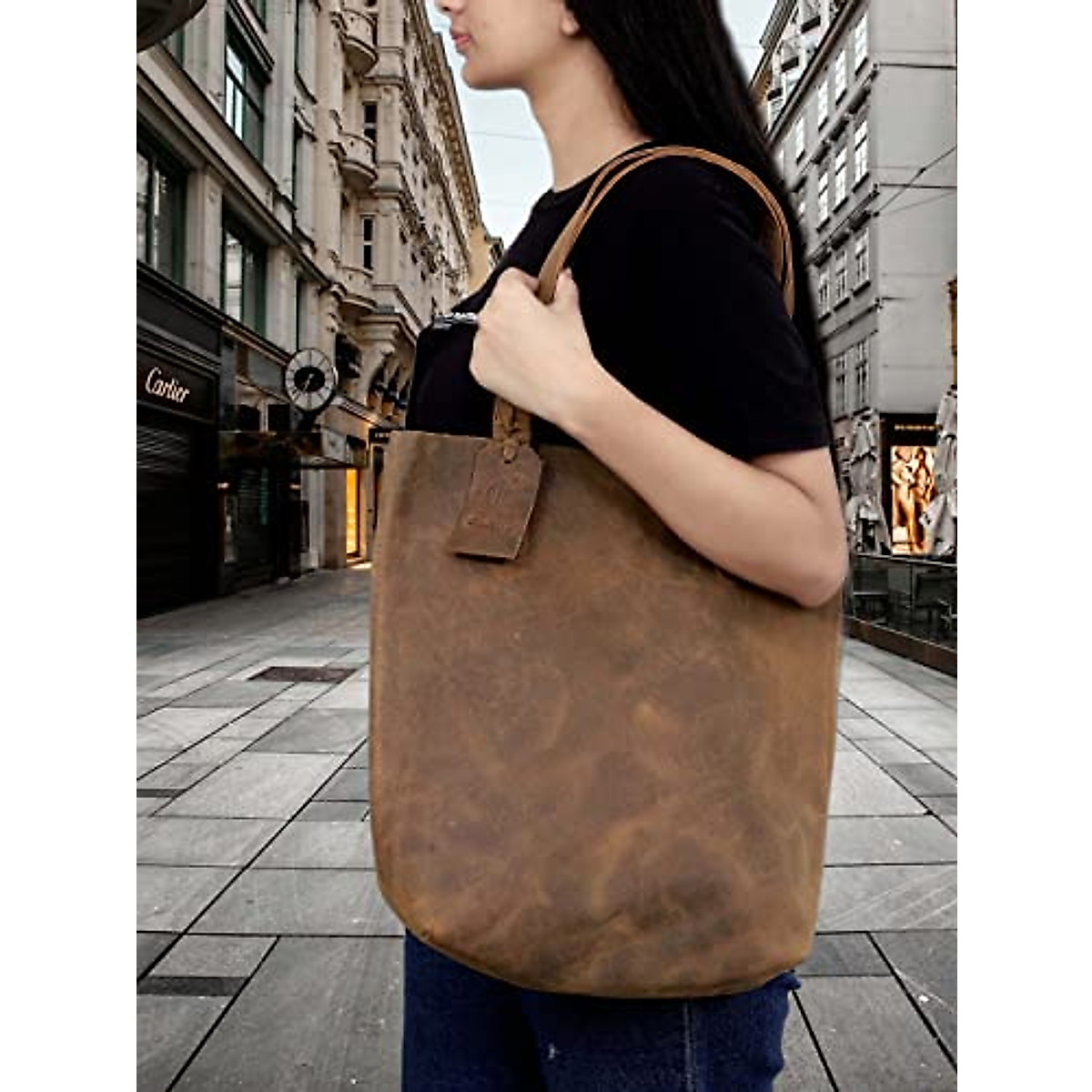 Women Tote Bags Top Handle Satchel Handbags Genuine Leather Shoulder Purse