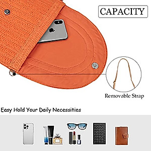 JYG Woven Straw Clutch Handbag for Women Summer Beach Crossbody Bags Casual Envelope Purse Wallet Handbags Orange