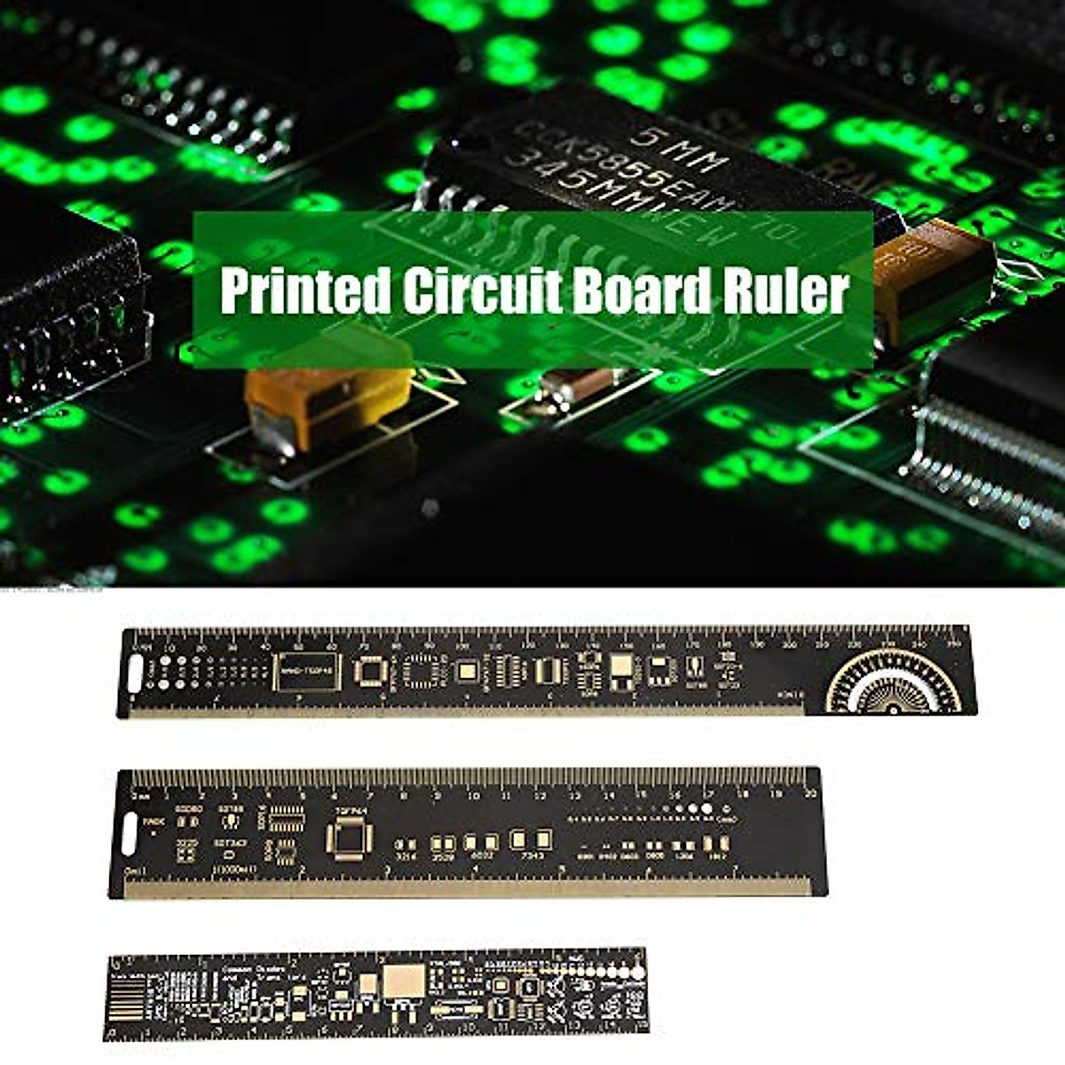Multifunctional Ruler, 3Type of Set 15/20/25cm 6.3/7.87/10.23 inch PCB Ruler Electronic Engineers Multifunctional Ruler Printed Circuit Board Ruler