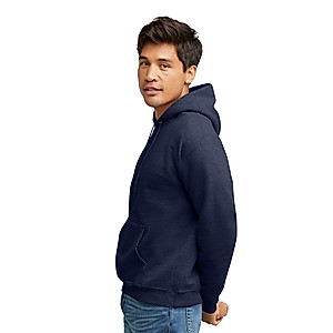 Hanes Comfortblend EcoSmart Hoodie, Midweight Fleece, Pullover Hooded Sweatshirt for Men, Heather Navy, Medium