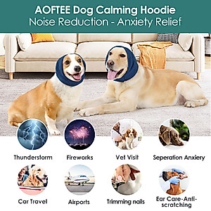 AOFITEE No Flap Ear Wraps for Dogs, Dog Ear Muffs Noise Protection, Dog Calming Hoodie, Soft Dog Noise Cancelling Ear Muffs, Dog Ear Cover for Anxiety Relief, Fireworks, Dog Ear Protection Grooming