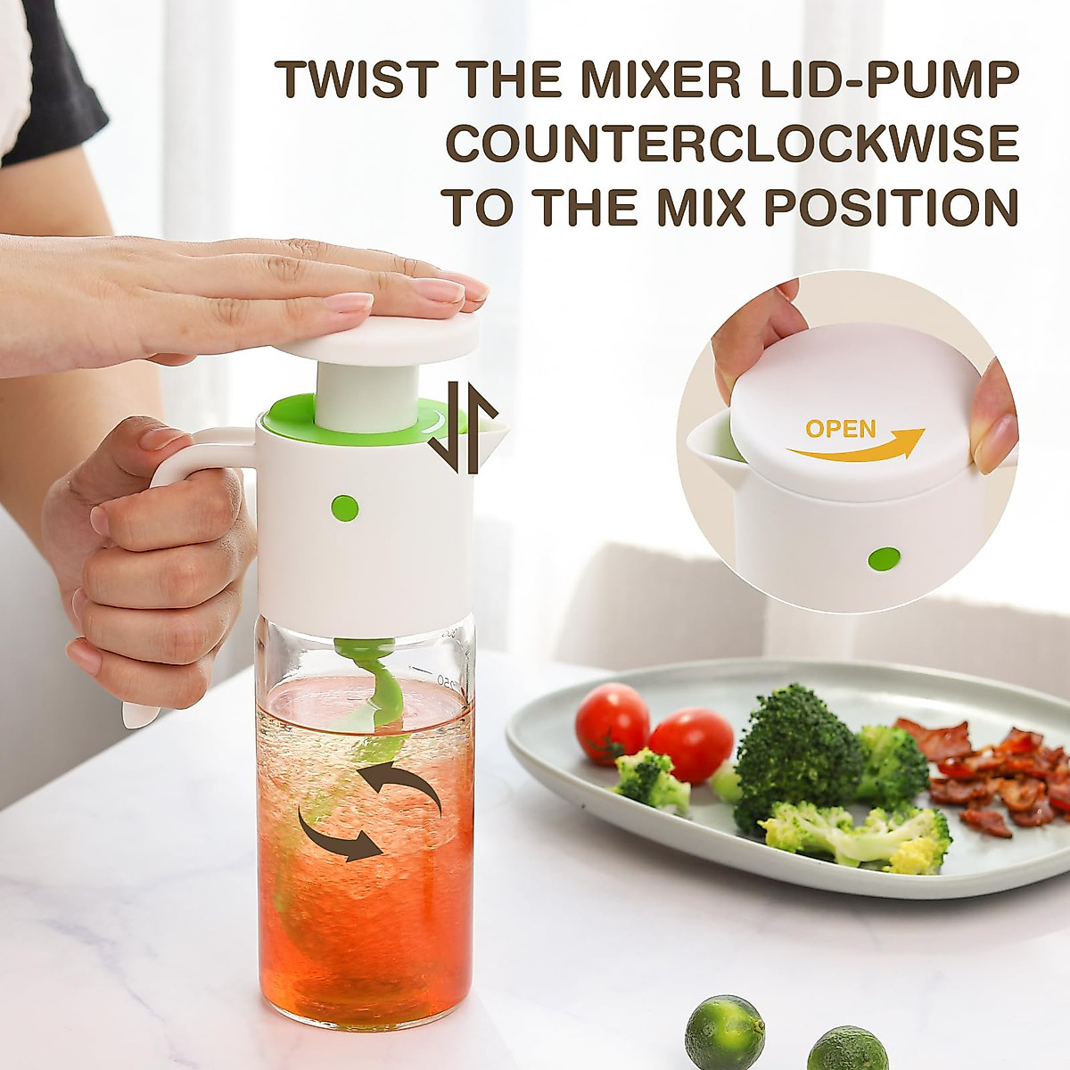 Vucchini Salad Dressing Shaker Mixer Bottle Homemade Salad Dressing Container - BPA Free Glass Juice Storage Ketchup