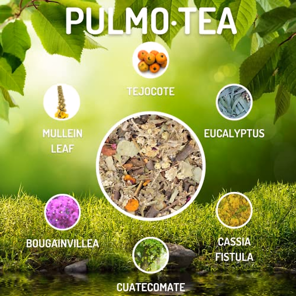 Yerbero - PulmoTea 4 oz (113g) | Herbal Mixture Tea - Soothes/Comforts Thoat | Eucalyptus, Tejocote Root, Mullein Leaf, Bouganvillia Flower, Cassia Fistula, Cuatecomate | 100% All Natural, non-GMO, Gluten-free.