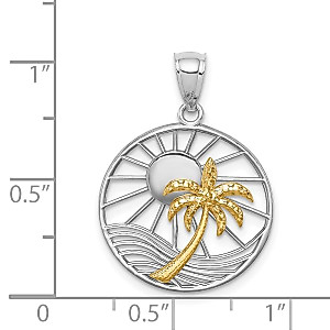 IceCarats 14K Two Tone Gold Sunset Necklace Charm Pendant 26mm Only