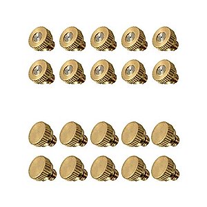 Bluecell 10pcs 0.3MM Orifice 10/24 Screw Thread Brass Cold Misting Nozzle & 10pcs Misting Brass Plug for Outdoor Cooling System Green House Irrigating System