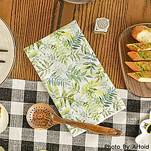 Artoid Mode Green Leaves Eucalyptus Spring Kitchen Towels Dish Towels, 18x26 Inch Seasonal Summer Family Holiday Decoration Hand Towels Set of 2