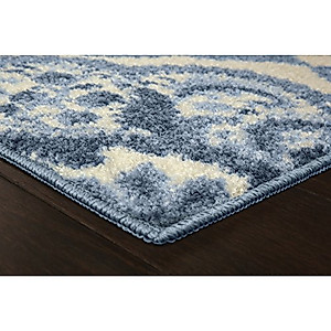 Maples Rugs Vivian Medallion Runner Rug Non Slip Hallway Entry Carpet [Made in USA], 2 x 6, Blue