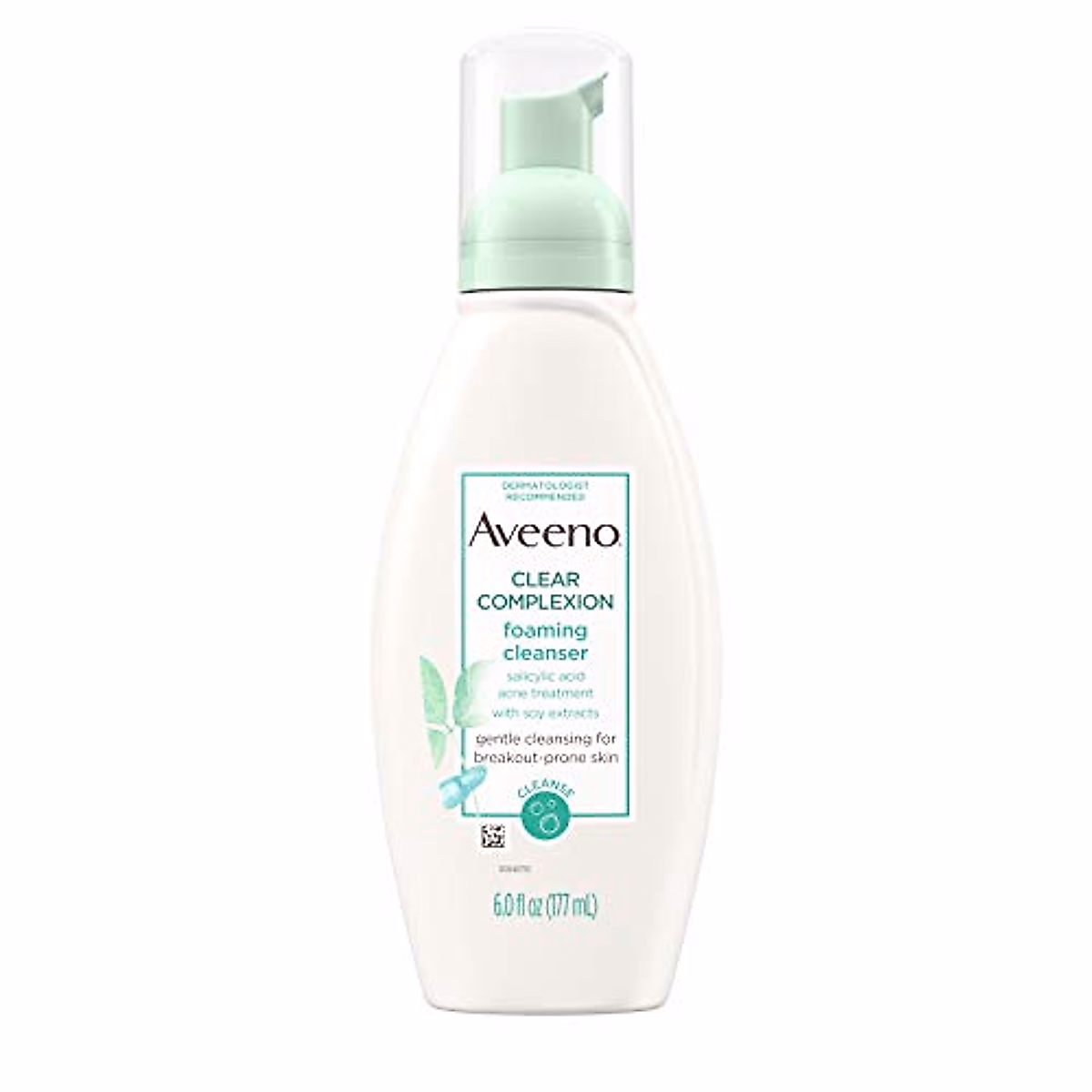 Aveeno Clear Complexion Foaming Facial Cleanser, Scentless, 6 Fl Oz (Pack of 1) Package may vary