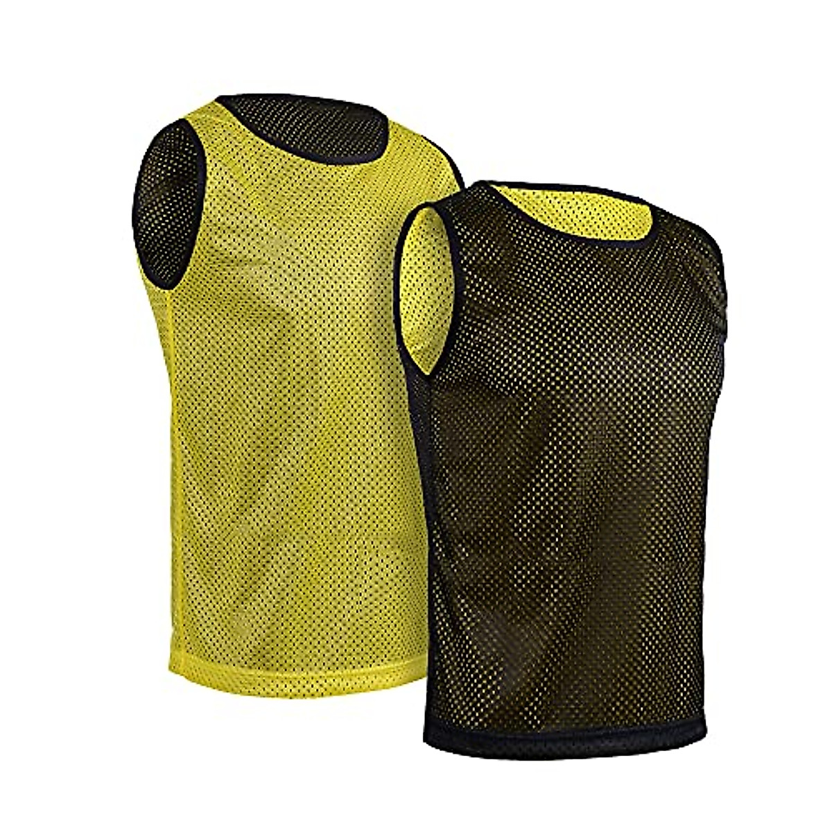 Athllete Reversible Pinnies (Set of 6 + Free Carry Bag) Basketball Soccer Training Vest Team Scrimmage Practice Jersey (Golden Yellow/Black 6 Jerseys, XX-Large)